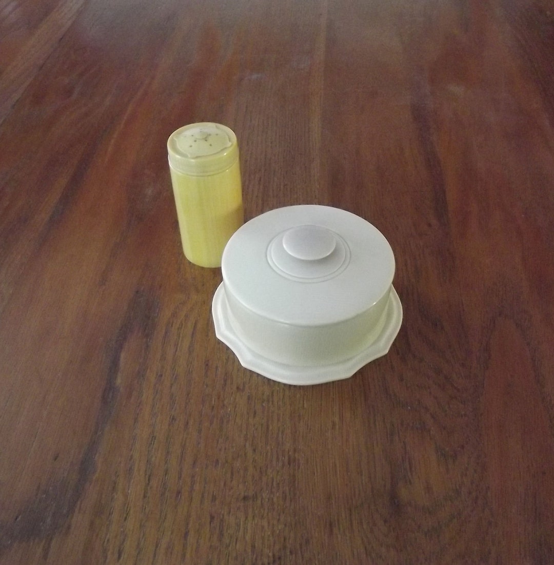 Celluloid Hair Reciever and Powder Shaker, Pyralin, French Ivory ...