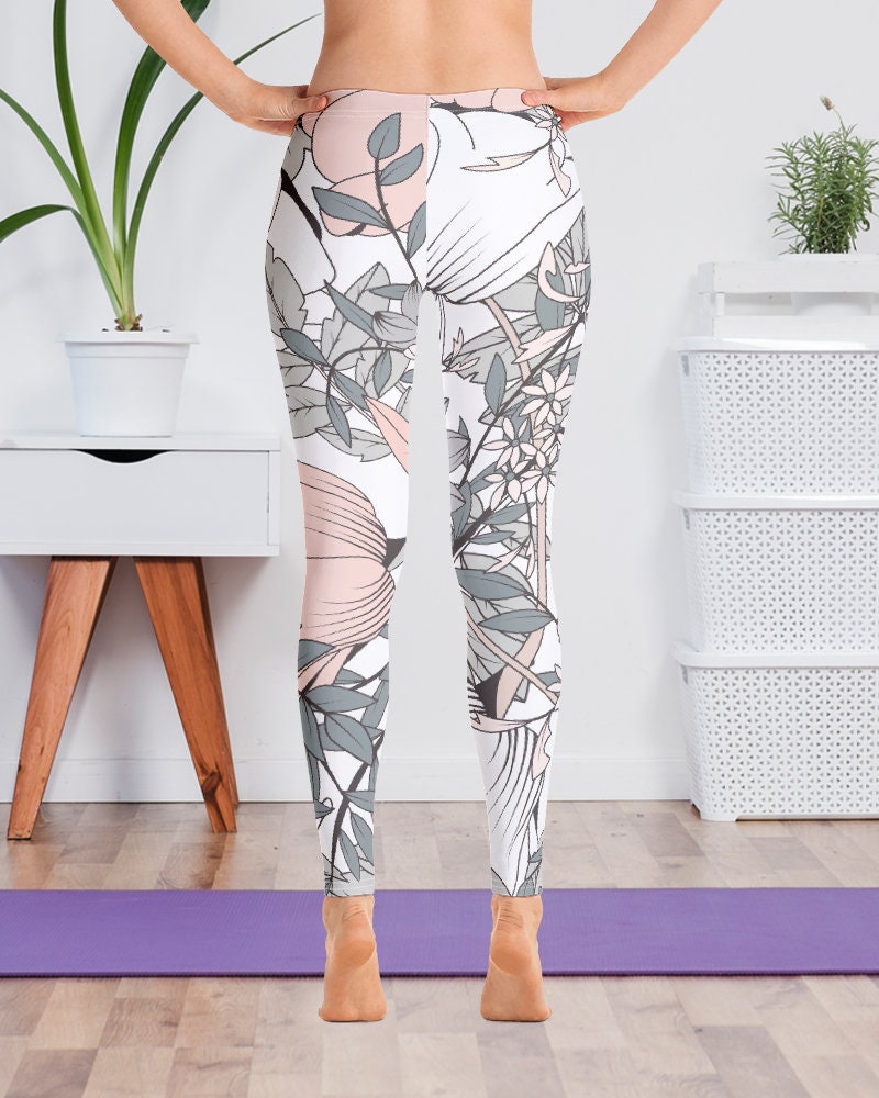 Floral Women's Leggings Flower Pattern Handmade Apparel Yoga Pants ...