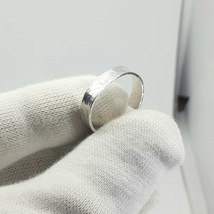 Solid Sterling Silver Hammered Adjustable Ring. 925 Sterling (thumb ...