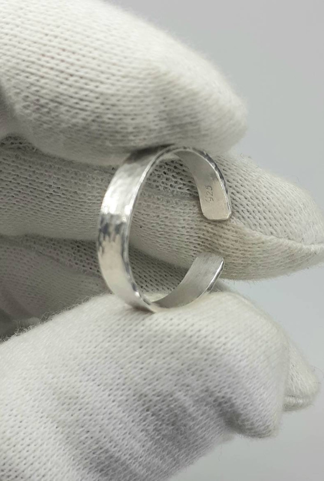 Solid Sterling Silver Hammered Adjustable Ring. 925 Sterling (thumb Ring). Adjustable From Size ...
