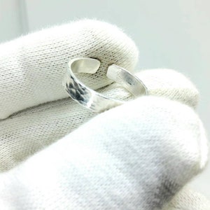 Solid Sterling Silver Hammered Adjustable Ring. 925 Sterling (thumb ...