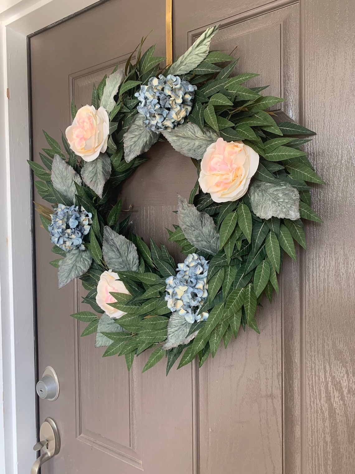 Eucalyptus, Hydrangea, Peony Wreath, Front Door Wreath, Summer, Spring ...