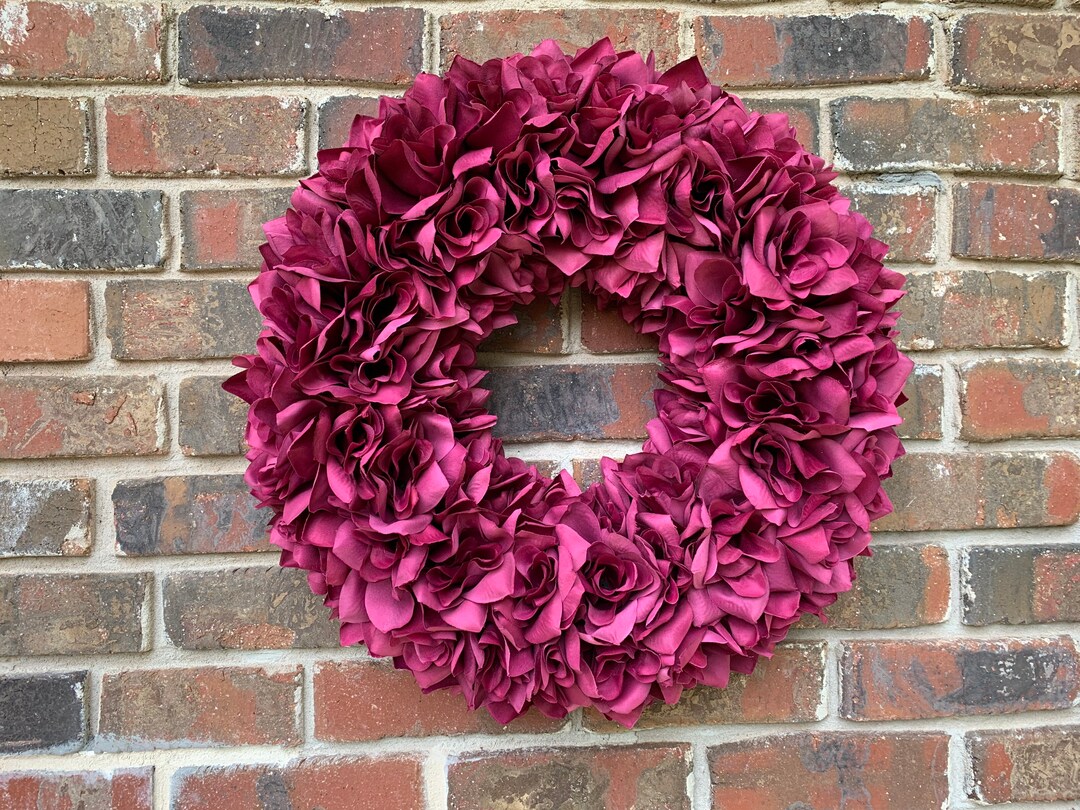 Purple Wreath, Silk Rose Wreath, Fall Wreath, Front Door Wreath ...