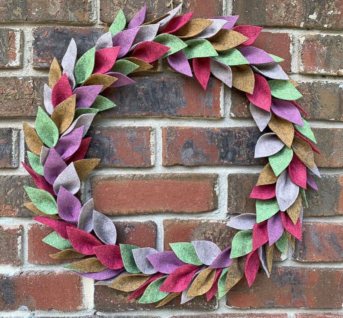 Felt Wreath Multi Colored Wreath Minimalist Wreath - Etsy