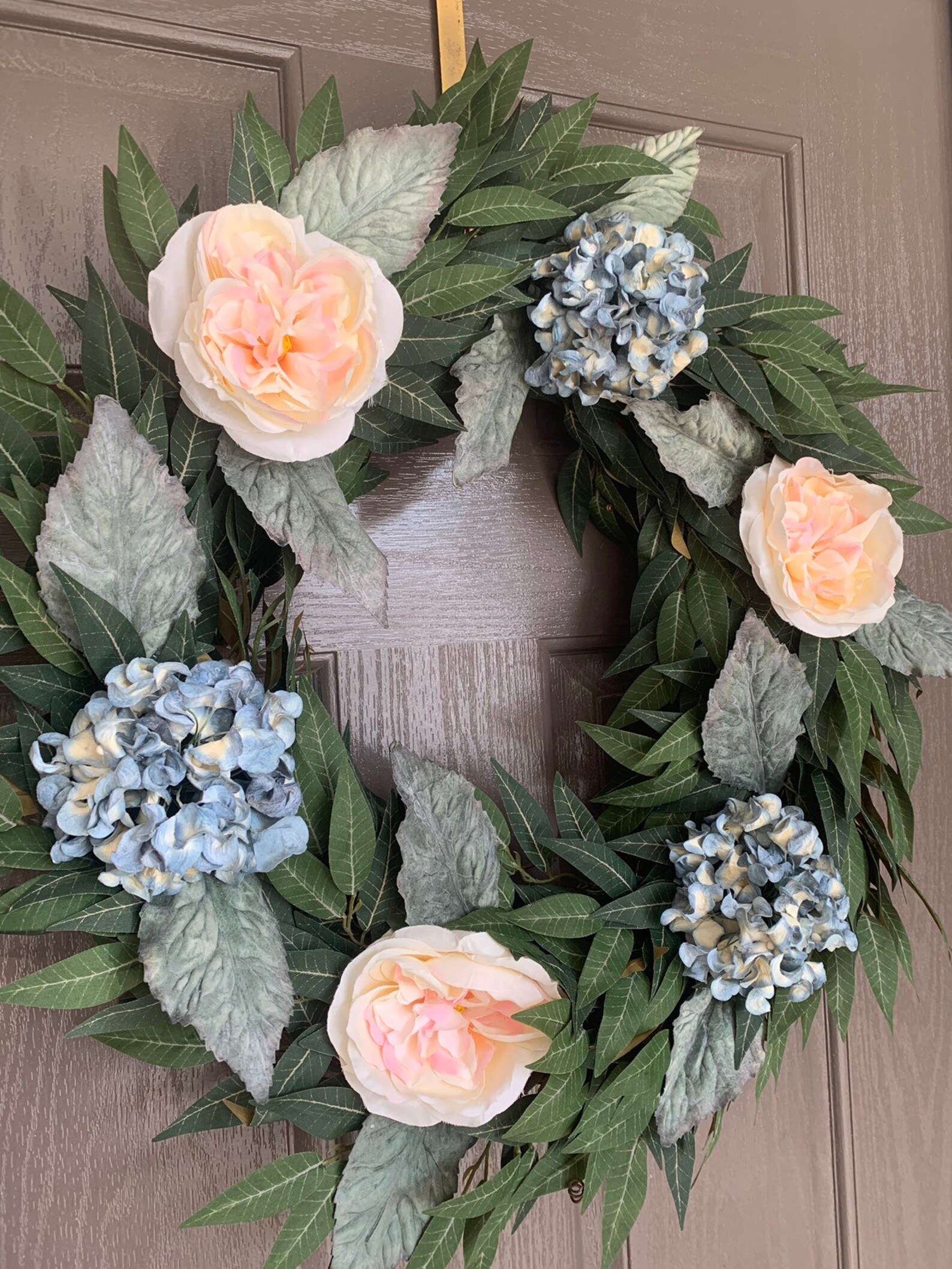 Eucalyptus, Hydrangea, Peony Wreath, Front Door Wreath, Summer, Spring ...