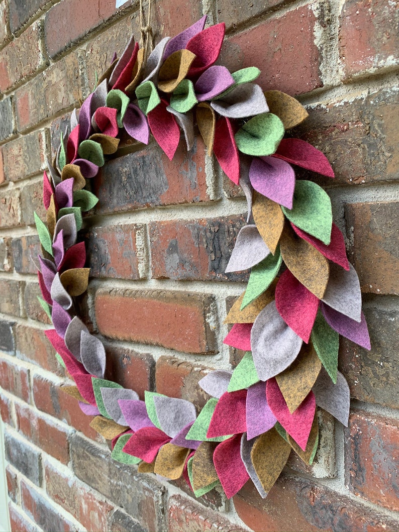 Felt Wreath Multi Colored Wreath Minimalist Wreath - Etsy