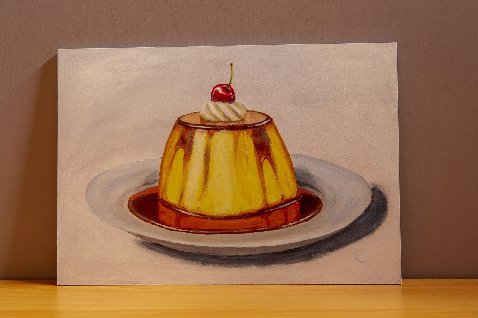 Syrup Flan. Original Artwork, Hand Painted, Acrylic Painting, Still ...