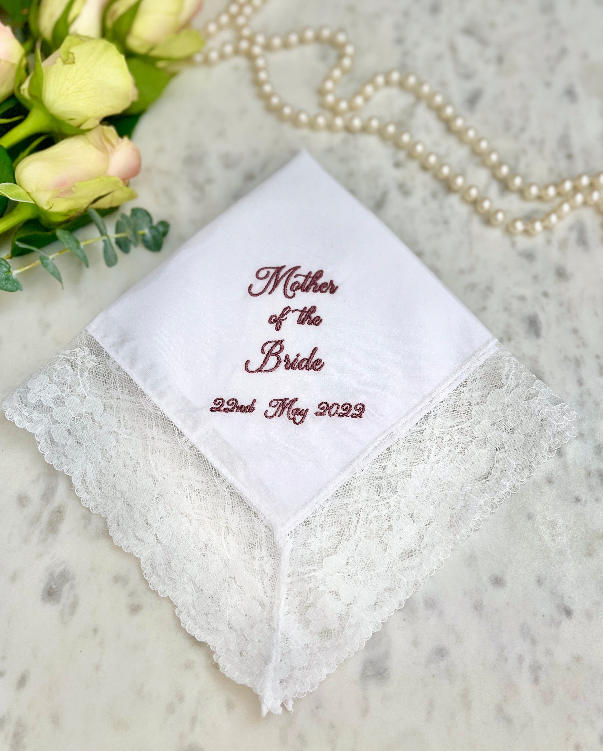 Mother of the Bride Wedding Handkerchief Personalised Lace - Etsy UK