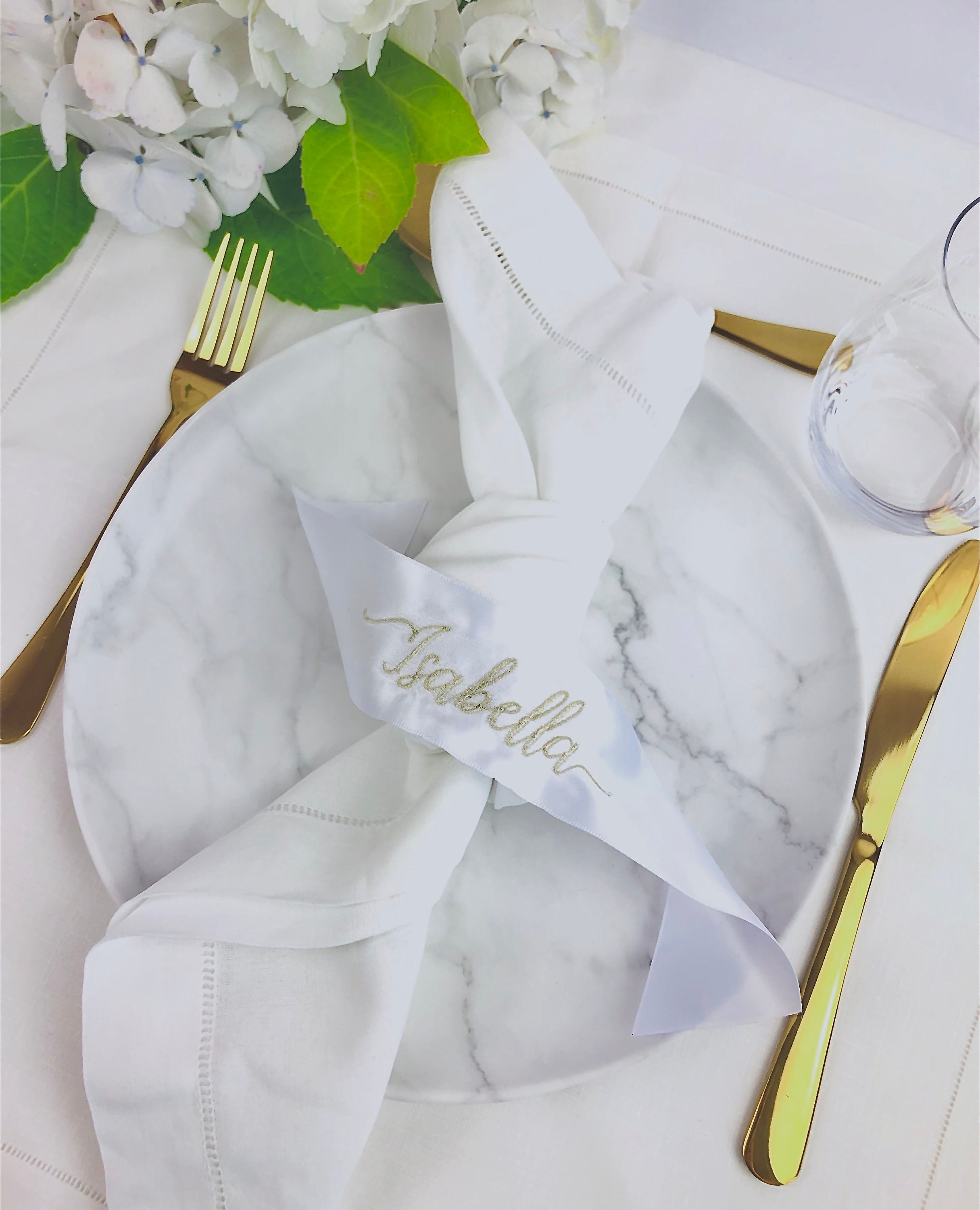 Embroidered Ribbon Place Setting Personalised Ribbon For | Etsy