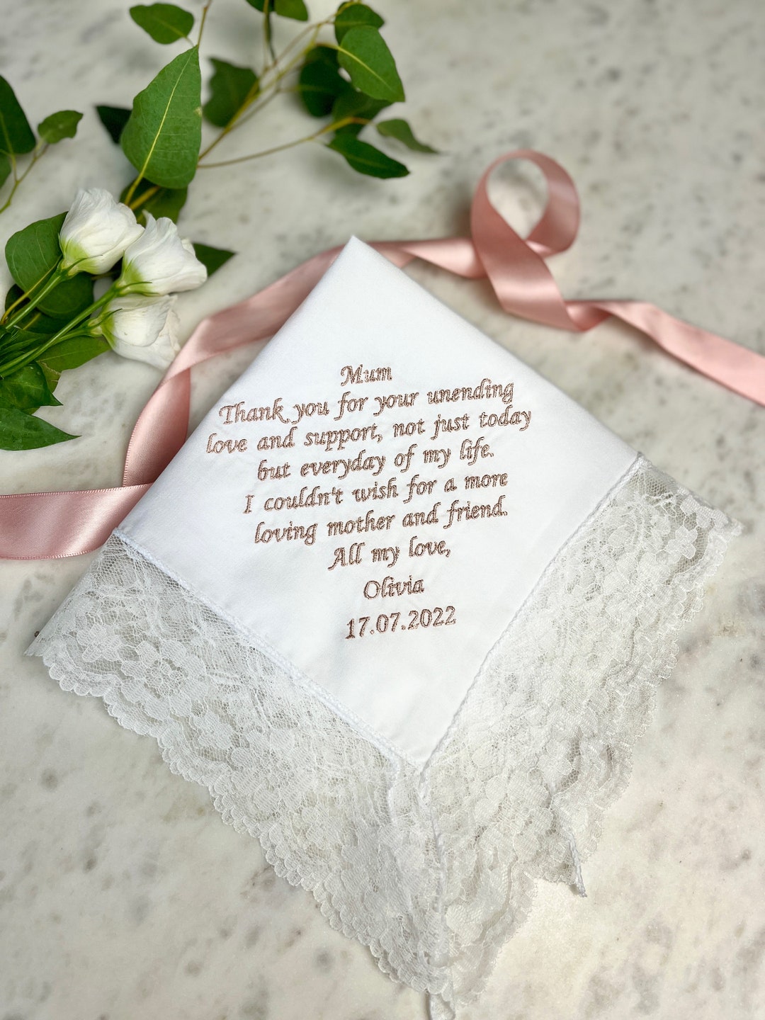 Wedding Handkerchief for Bride | Message Handkerchief Mother of the ...