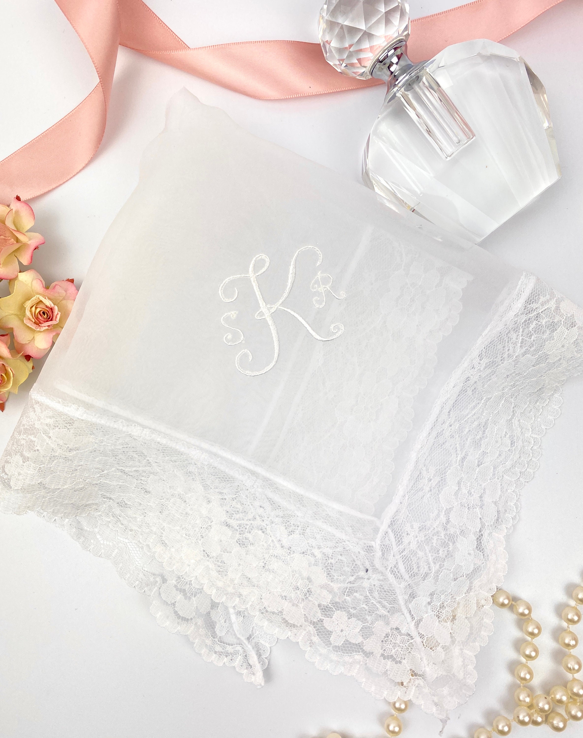 Vintage Style Wedding Handkerchief for Bride Something Blue | Etsy UK