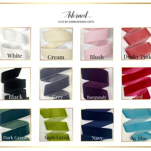 Velvet Ribbon Embroidered Place Setting Personalised Ribbon | Etsy