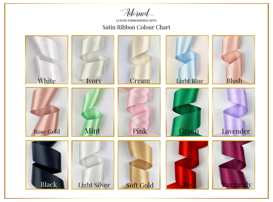 Embroidered Ribbon Place Setting Personalised Ribbon Bow for - Etsy