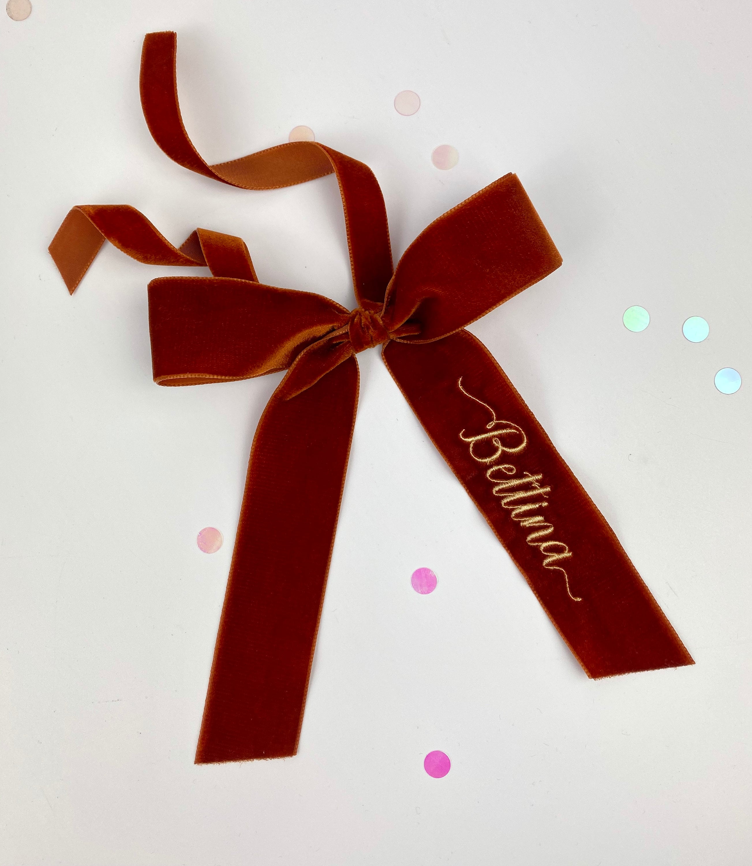 Velvet Ribbon Embroidered Place Setting Personalised Ribbon | Etsy UK