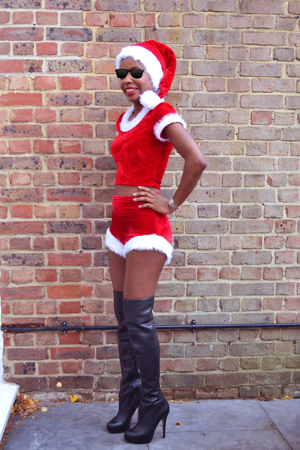 Christmas Outfit Woman Top Shorts and Santa Hat Mrs Santa - Etsy