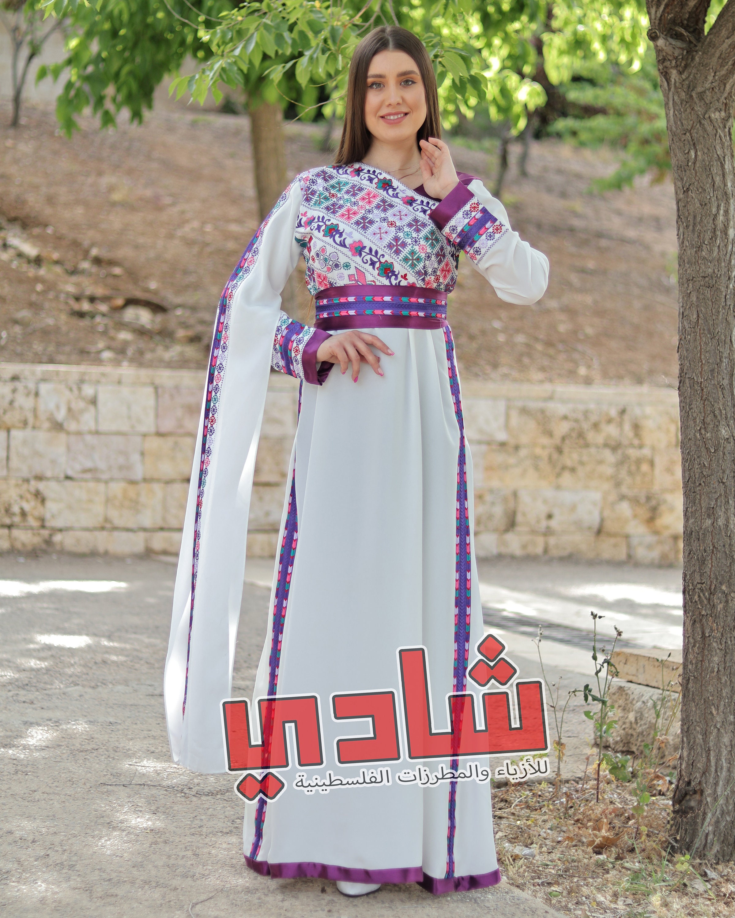 Headscarf One Shoulder Long Satin Fabric Dress Traditional Embroidered ...