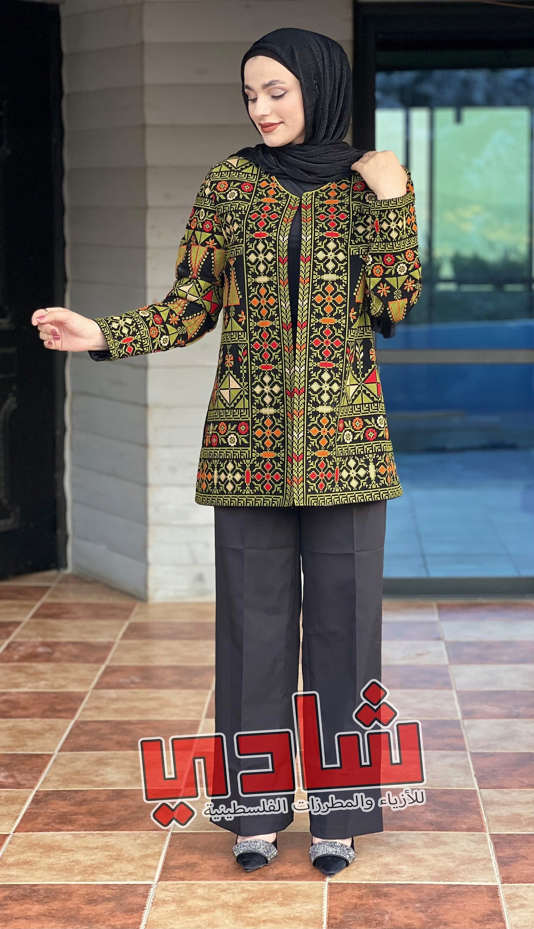 Sea Coral Stitch Style Embroidery Jacket Palestinian Gaza Jerusalem ...