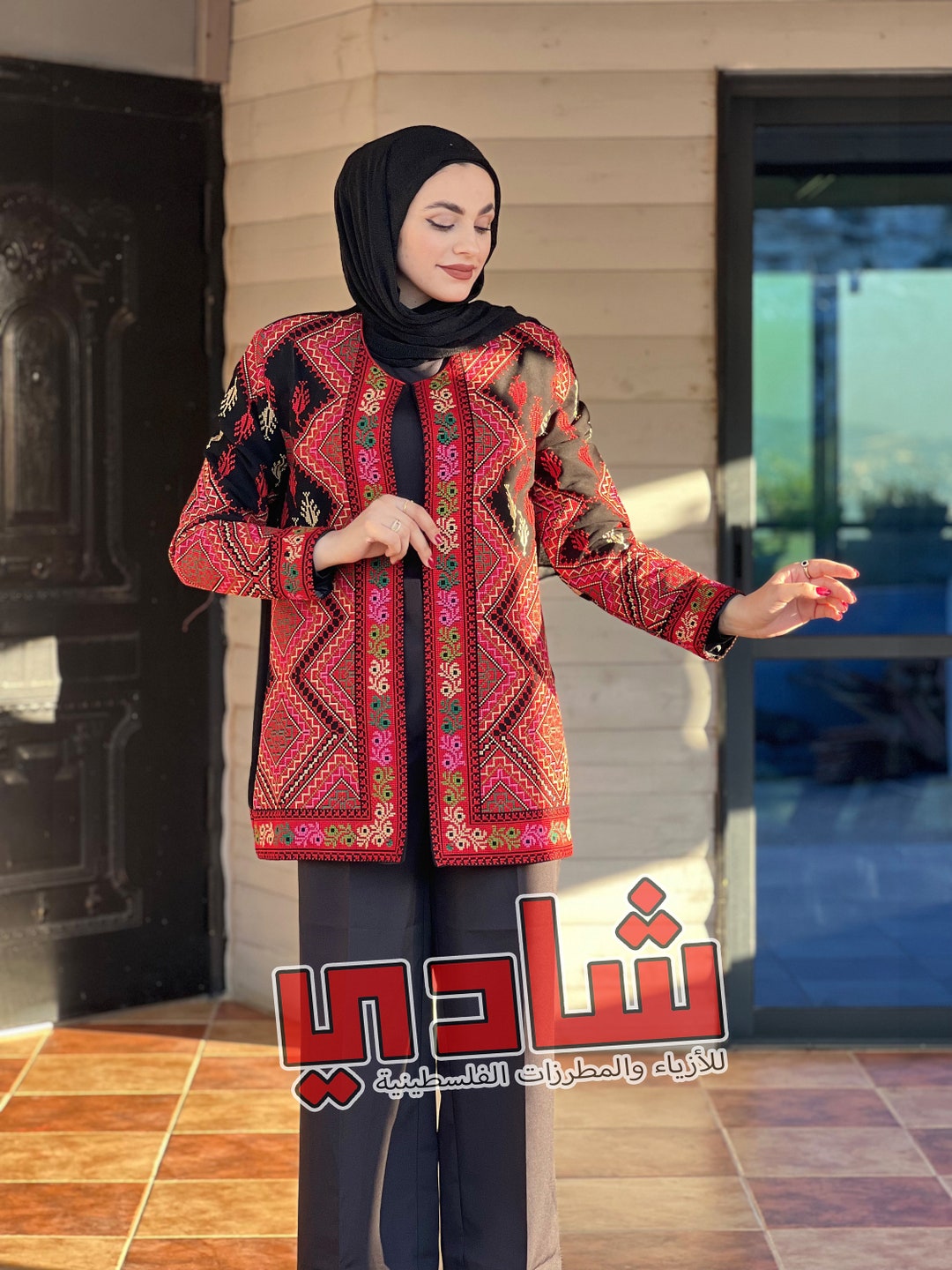 Zigzag Diamond Stitch Style Embroidery Jacket Palestinian Gaza ...