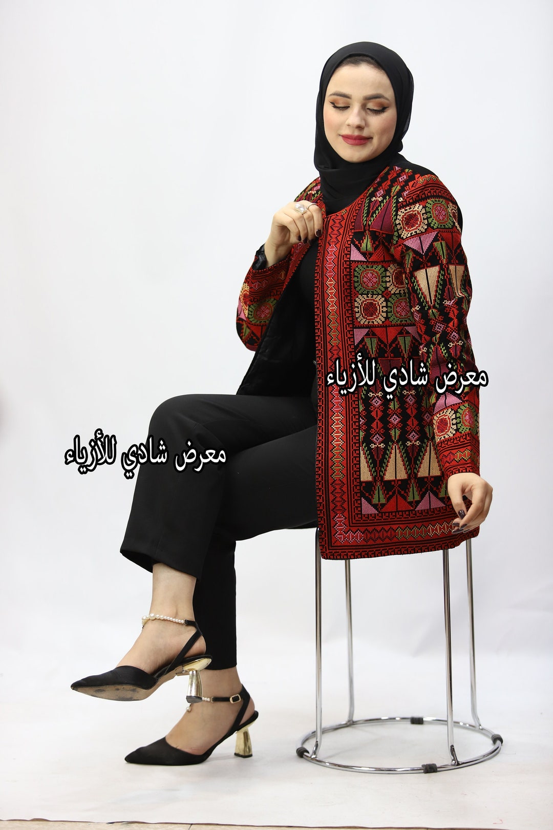 New Flowers Pattern Traditional Style Embroidery Jacket Palestinian ...