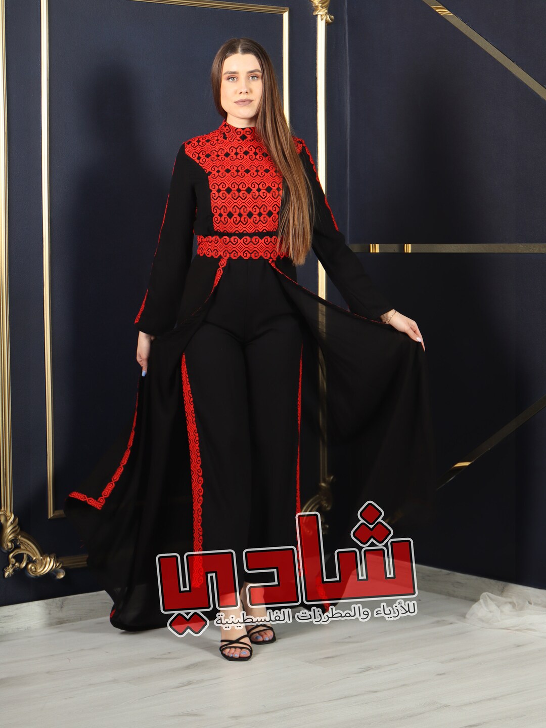 Jumpsuit Overwhole With a Skirt Traditional Embroidered Palestinian ...