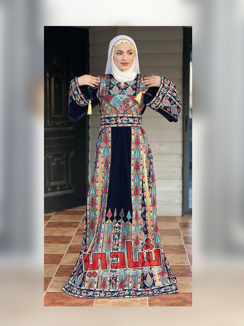 Palestinian Embeoidery Dress Velvet Heritage Traditional Gaza Thobe - Etsy
