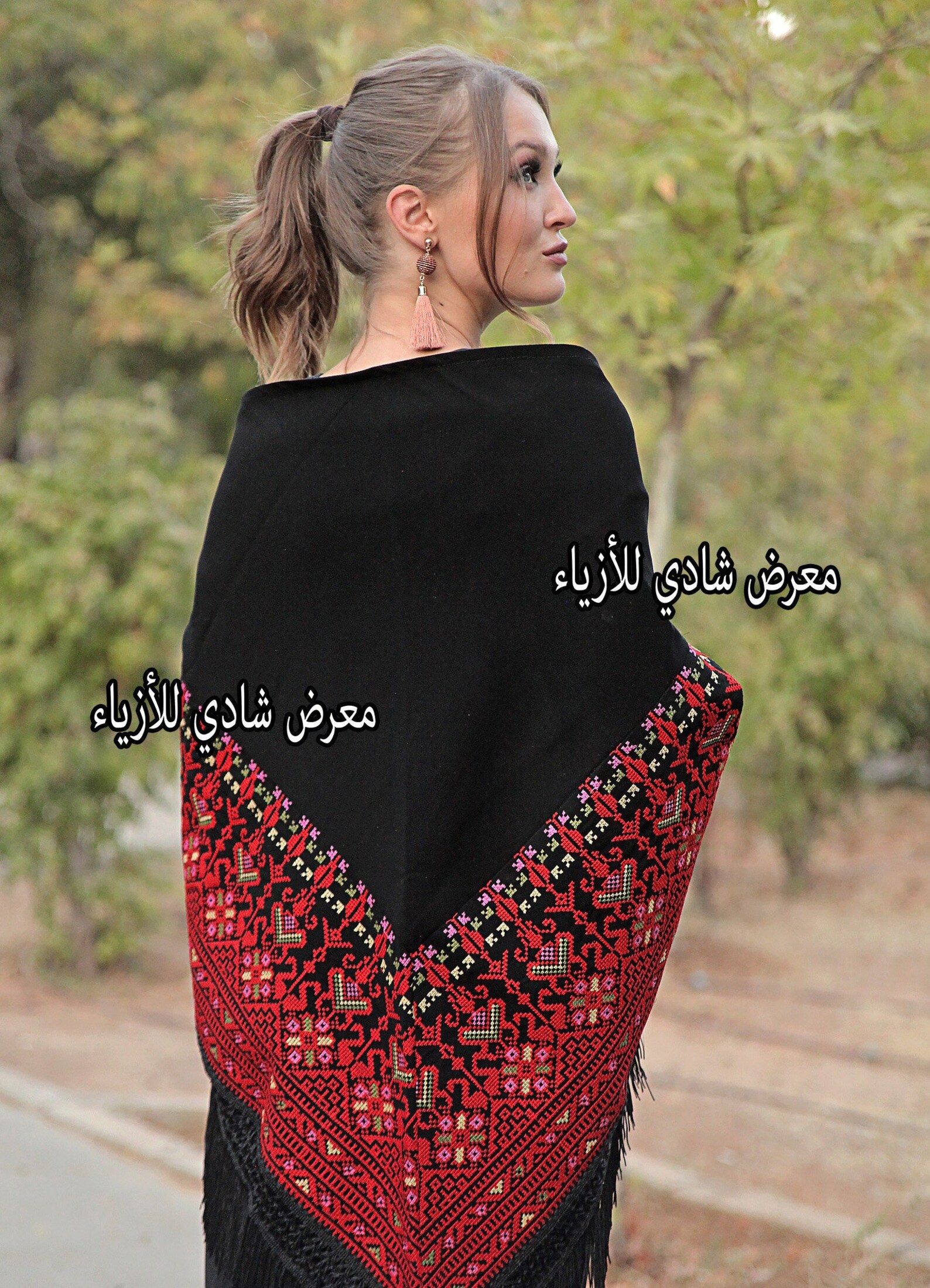 Red Embroidered Shawl Scarf Wrap Palestine Jordan Heritage Traditional ...