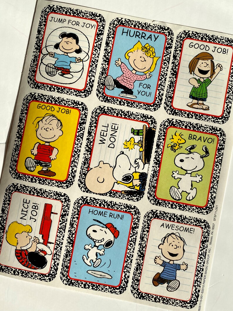 Peanuts Sticker Sheet 1 Sheet - Etsy