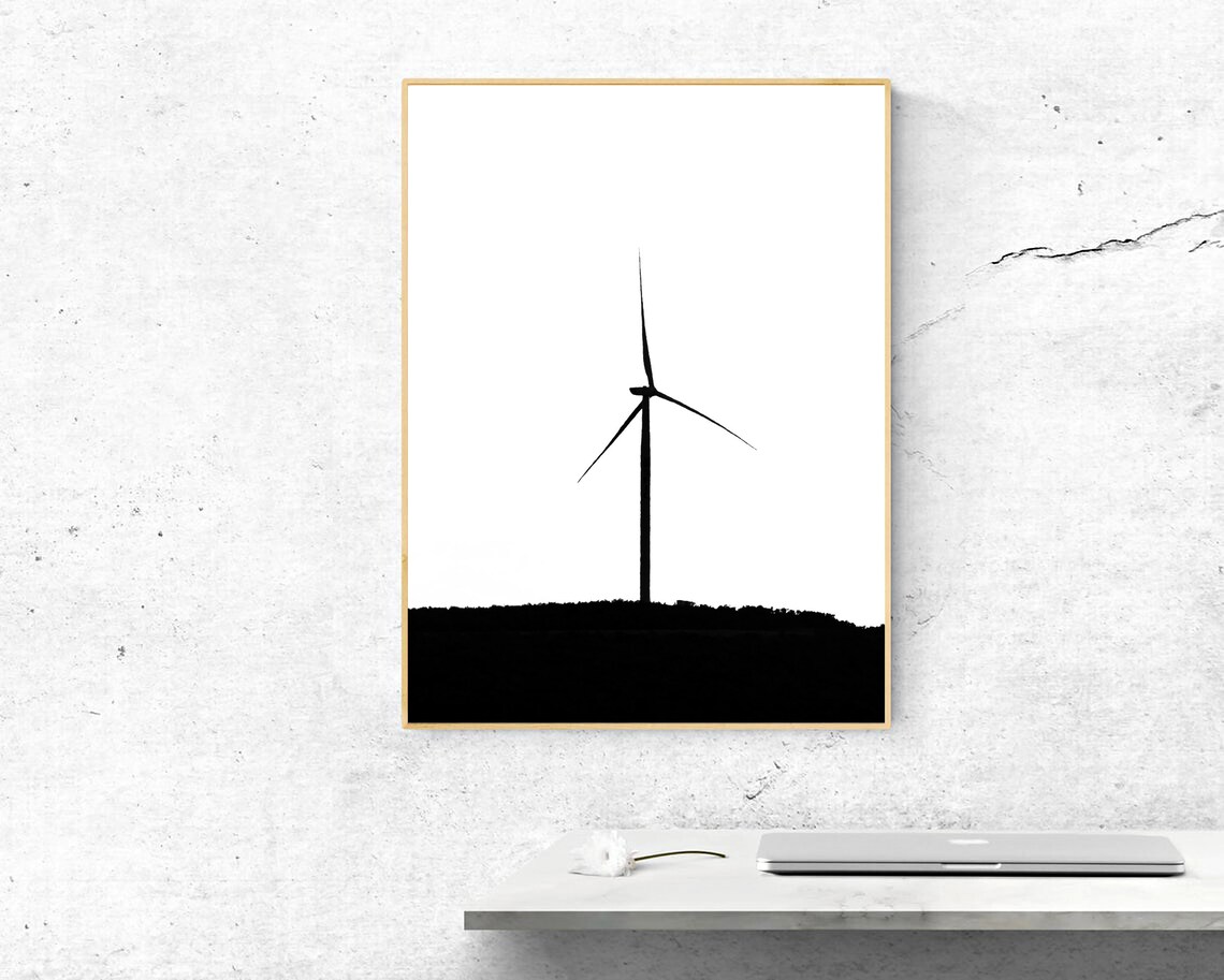Wind Turbine Print Minimalist Print Fine Art Print Wind - Etsy
