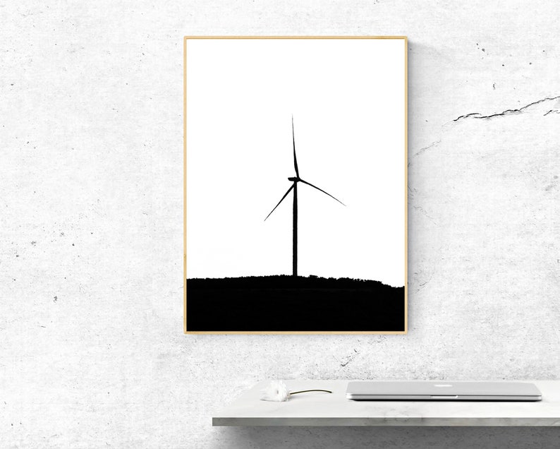 Wind Turbine Print, Minimalist Print, Fine Art Print, Wind Turbine Wall ...