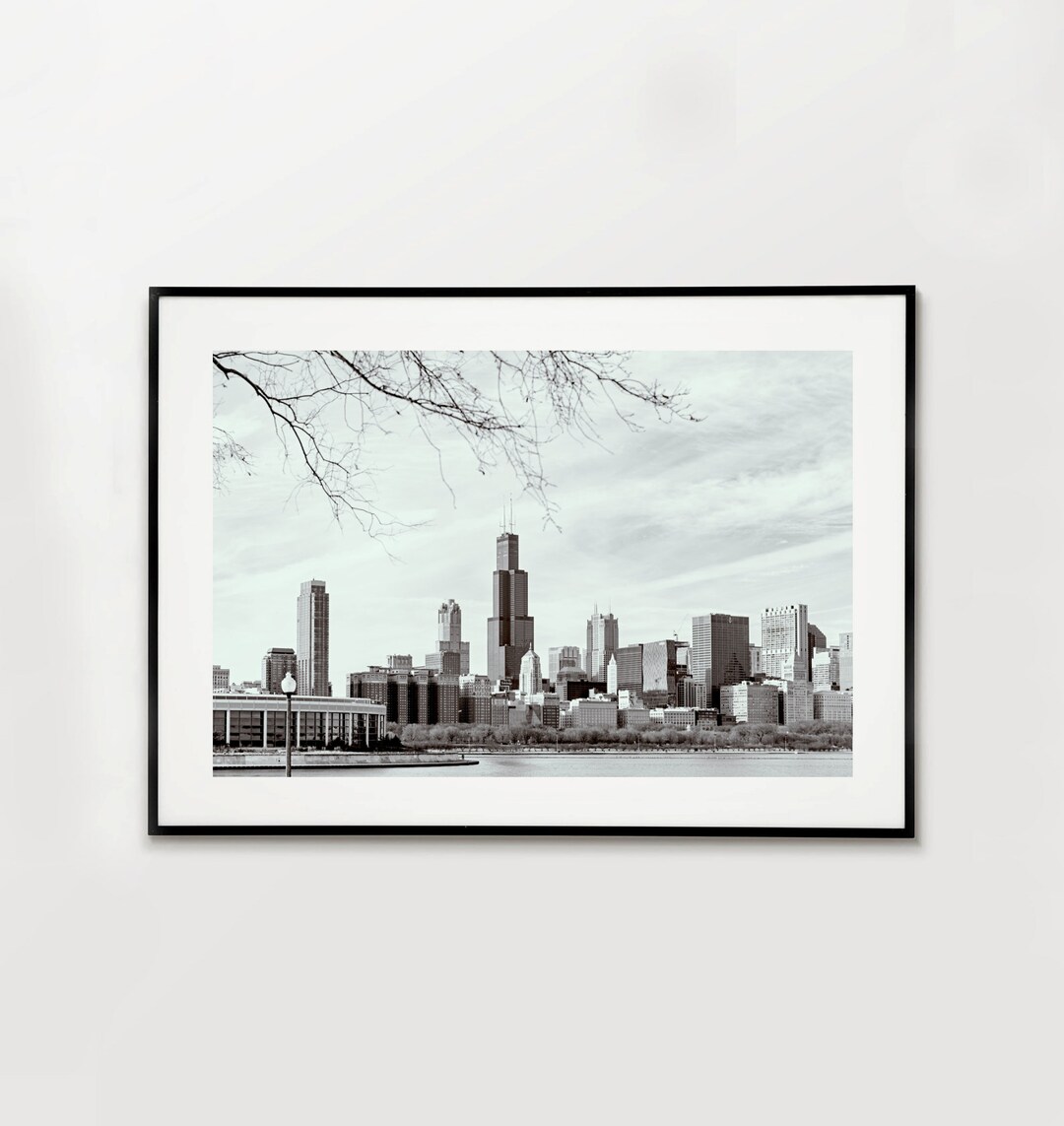 Chicago Skyline Print | Black and White Photo | Digital Photo ...