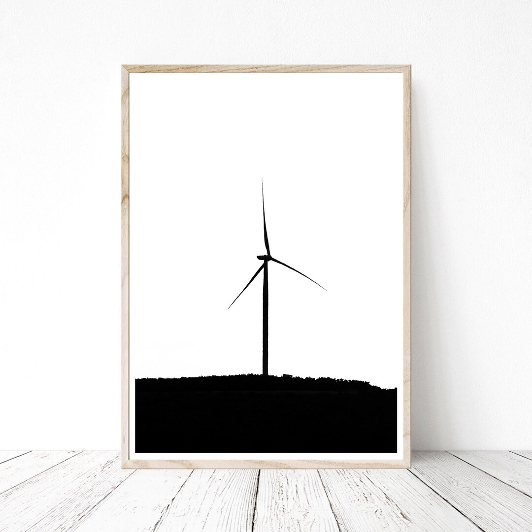 Wind Turbine Print, Minimalist Print, Fine Art Print, Wind Turbine Wall ...