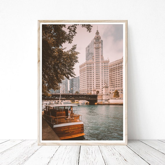 Chicago Print Riverwalk Chicago Print Wrigley Building Print - Etsy