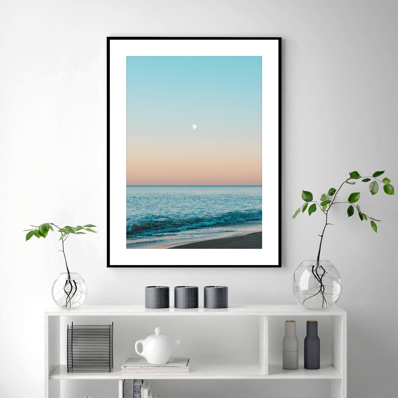 Lake Michigan Print Moon Print Printable Art Glencoe Beach - Etsy