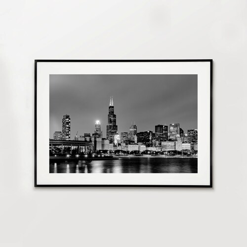 Chicago Skyline Print Black and White Digital Photo - Etsy