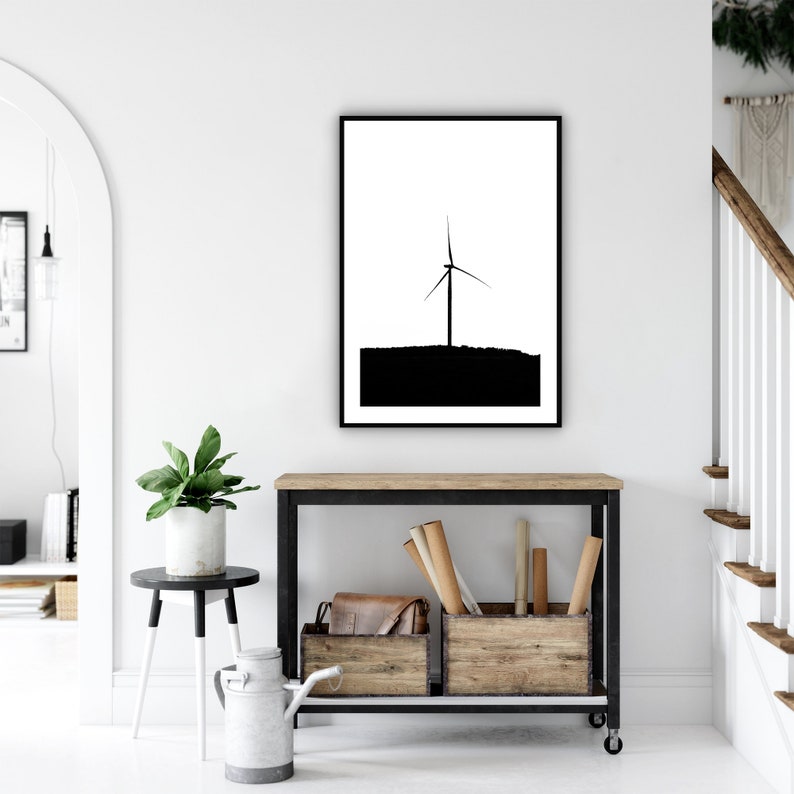 Wind Turbine Print, Minimalist Print, Fine Art Print, Wind Turbine Wall ...