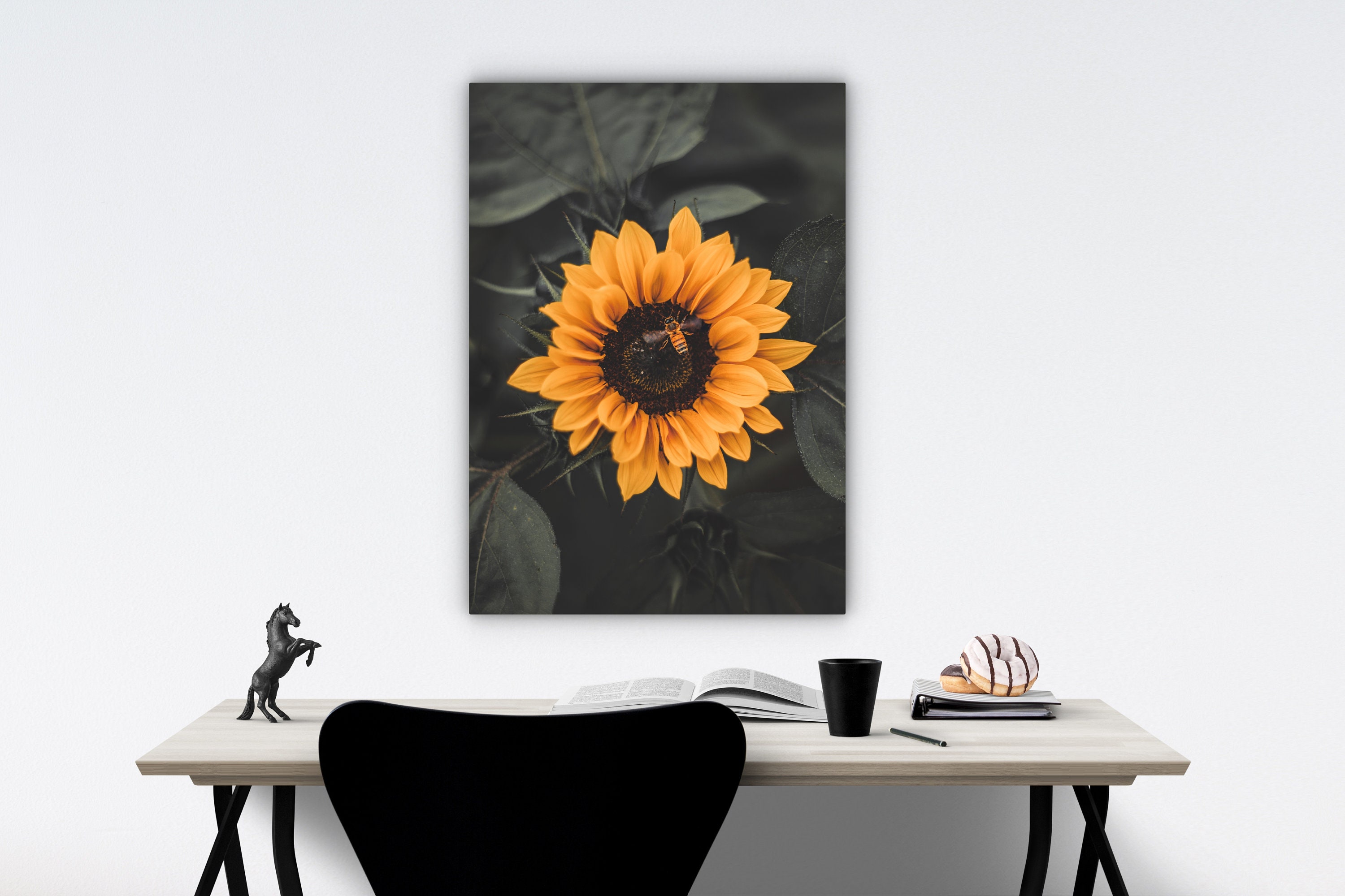 Sunflower and Bee Print Sunflower Art Poster Bee Print | Etsy