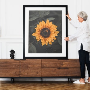 Sunflower and Bee Print, Sunflower Art Poster, Bee Print, Sunflower ...