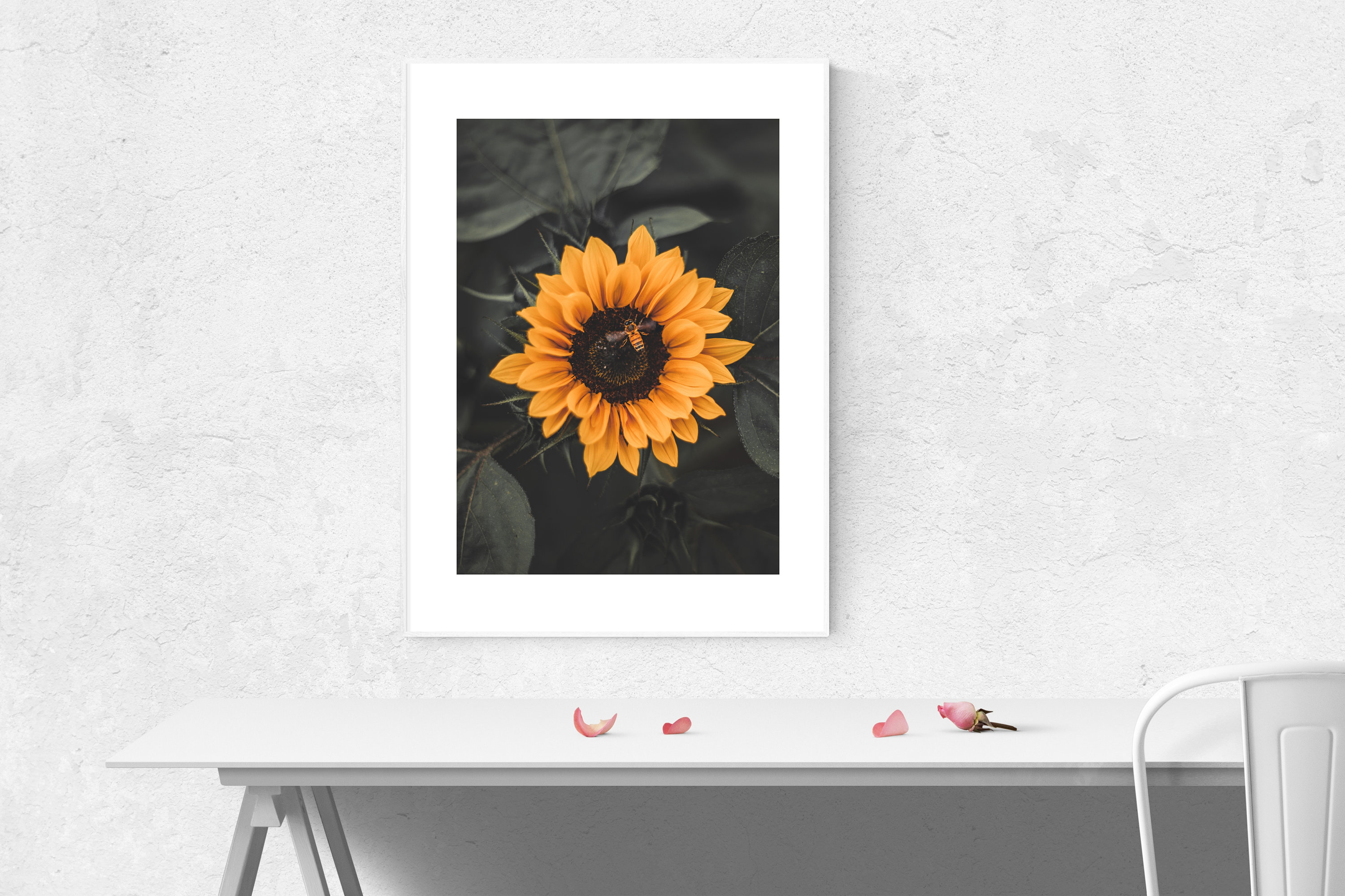 Sunflower and Bee Print Sunflower Art Poster Bee Print | Etsy