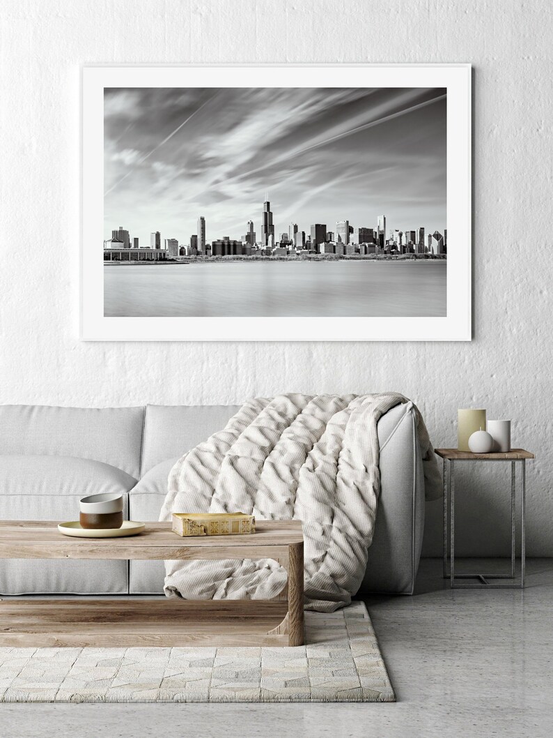Chicago Skyline Print: Black and White Cityscape (digital Download) - Etsy