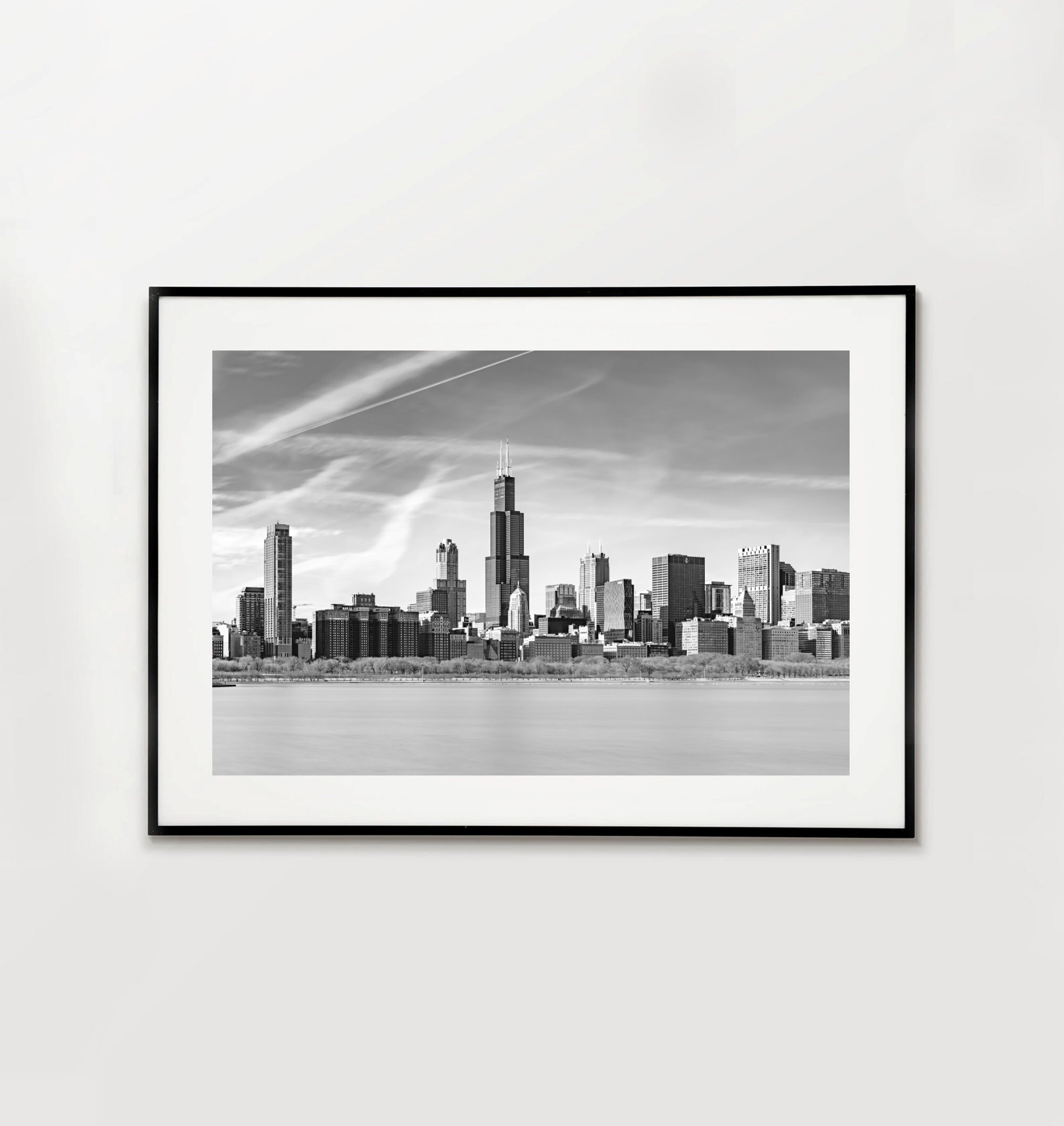 Chicago Skyline Print Black and White Architectural Print - Etsy