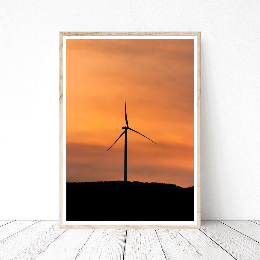 Wind Turbine Print, Wind Turbine Wall Art, Wind Turbine Canvas, Instant ...