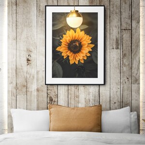 Sunflower and Bee Print, Sunflower Art Poster, Bee Print, Sunflower ...