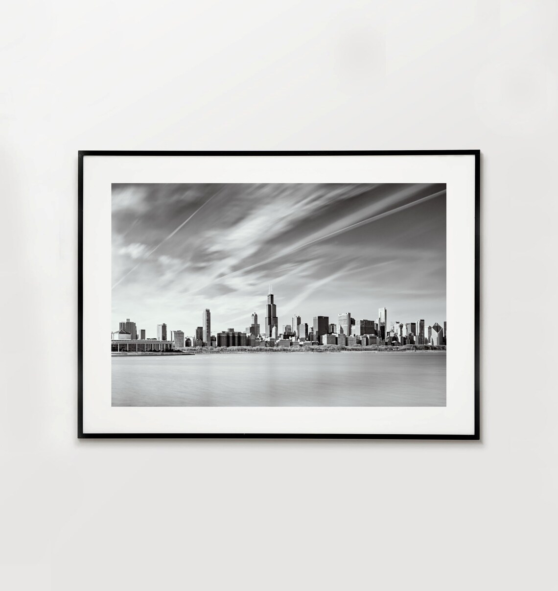 Chicago Skyline Print Black and White Downtown Chicago - Etsy