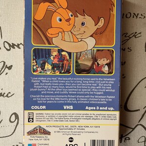 The Velveteen Rabbit VHS Video ABC, 1985 AVON Products Tested Age 3 - Etsy