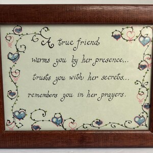 Vintage Original Calligraphy Framed Wall Art 8.5x6.5 ‘A True Friend ...