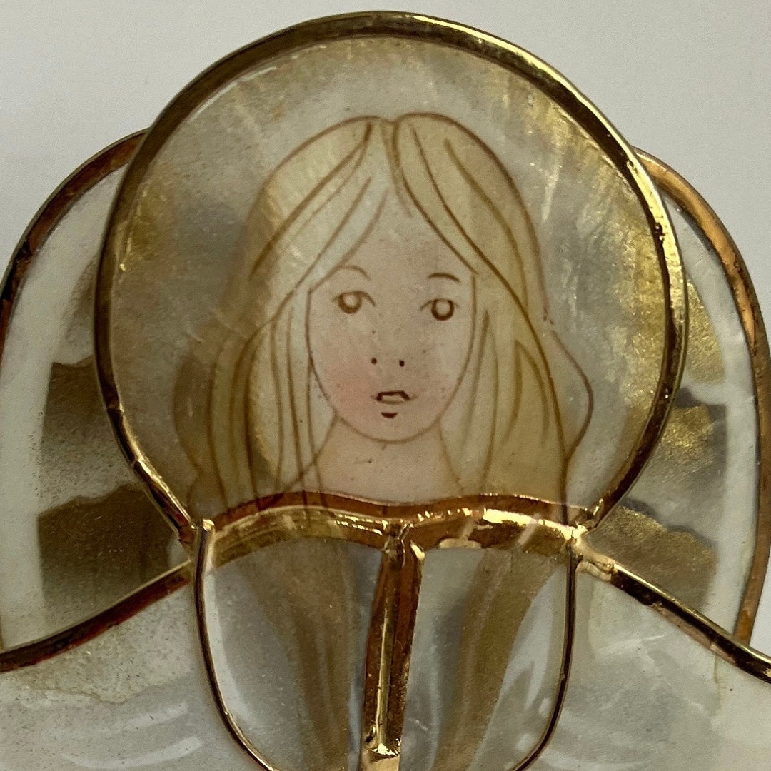 Vintage Capiz Shell & Brass Angel Freestanding Decor or Tree Topper ...