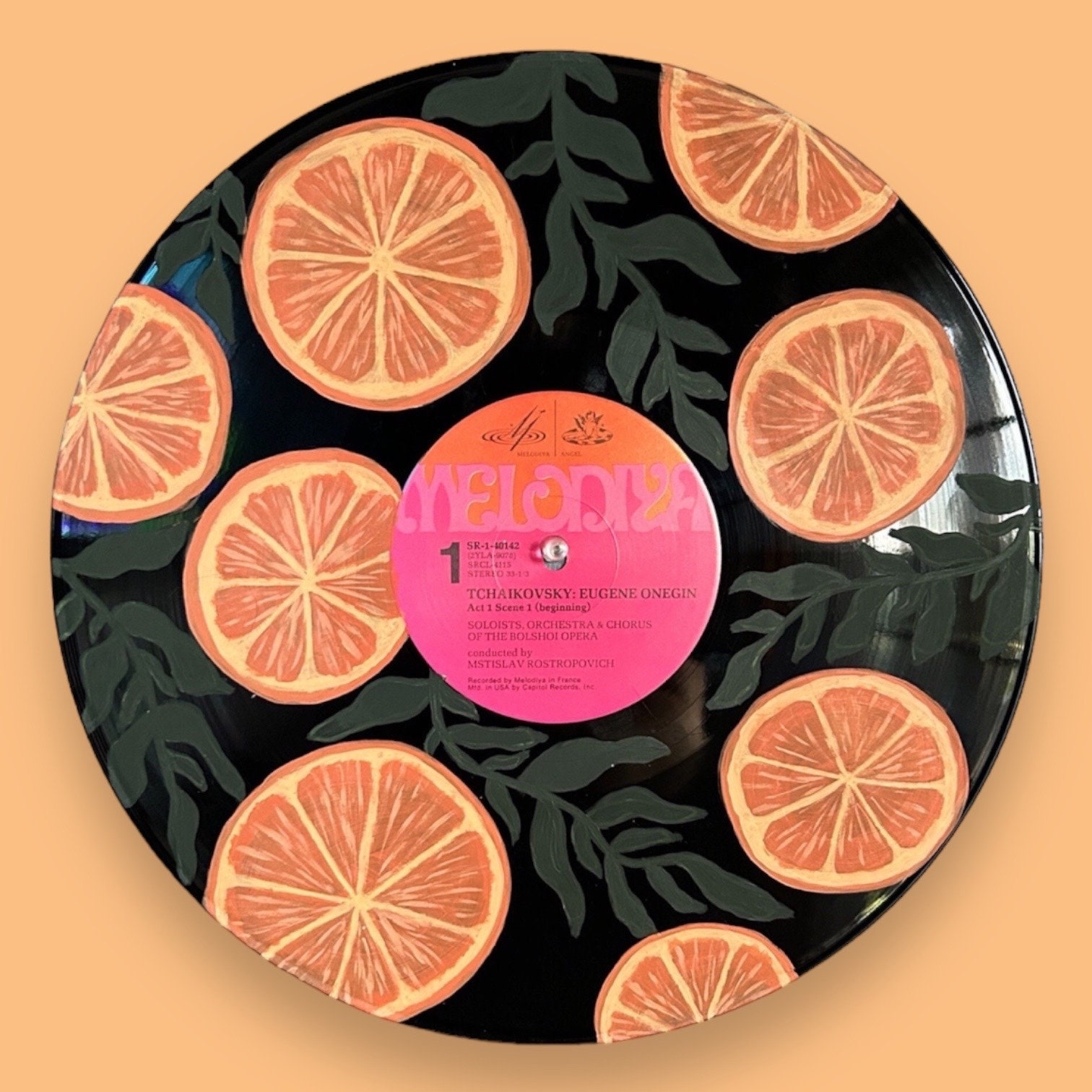 Vinyl Record Painting Citrus Oranges and Leaves - Etsy
