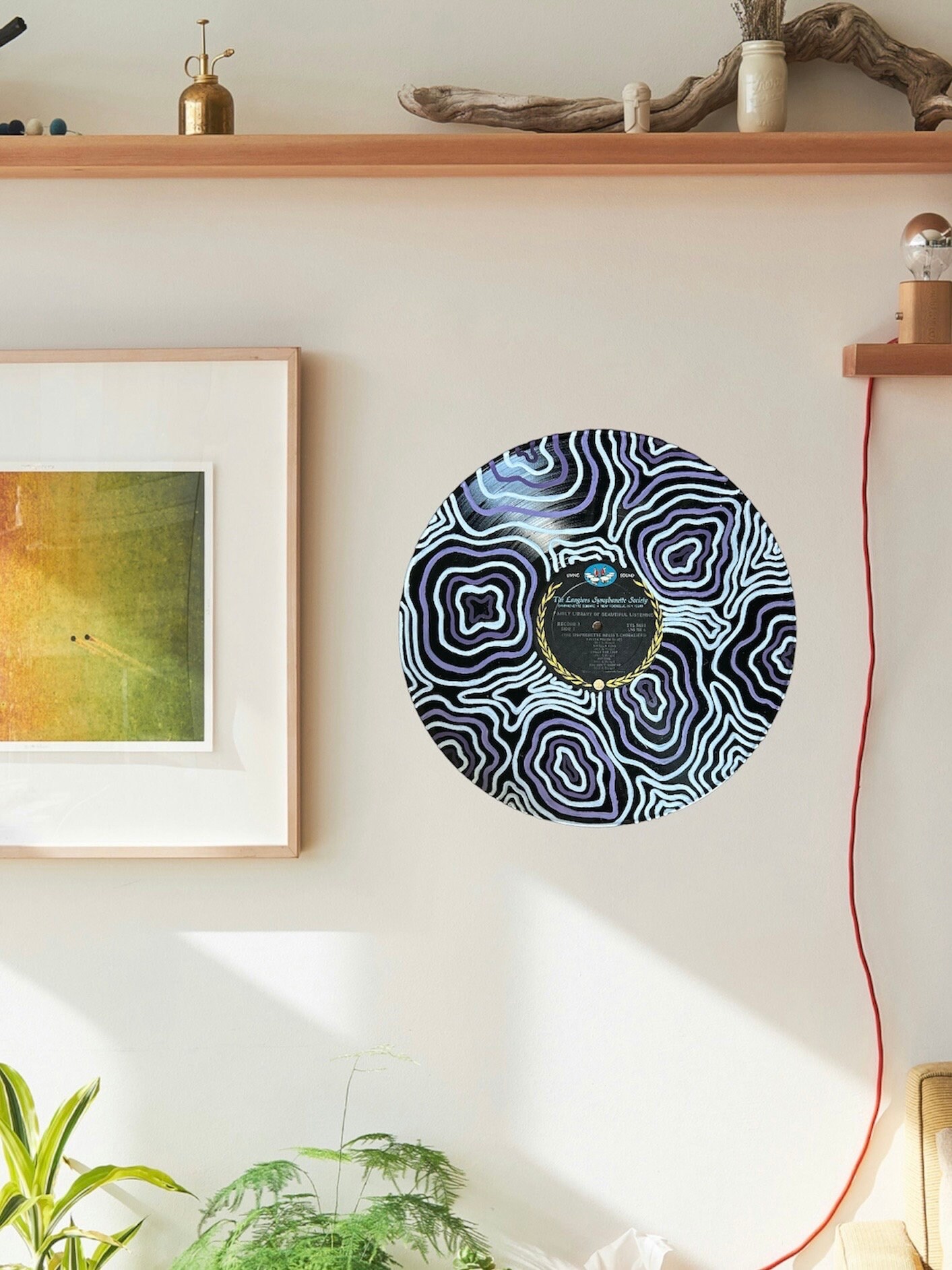 Vinyl Record Painting Wavy Monochromatic Purple Design - Etsy