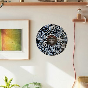 Vinyl Record Painting Wavy Monochromatic Blue Design - Etsy