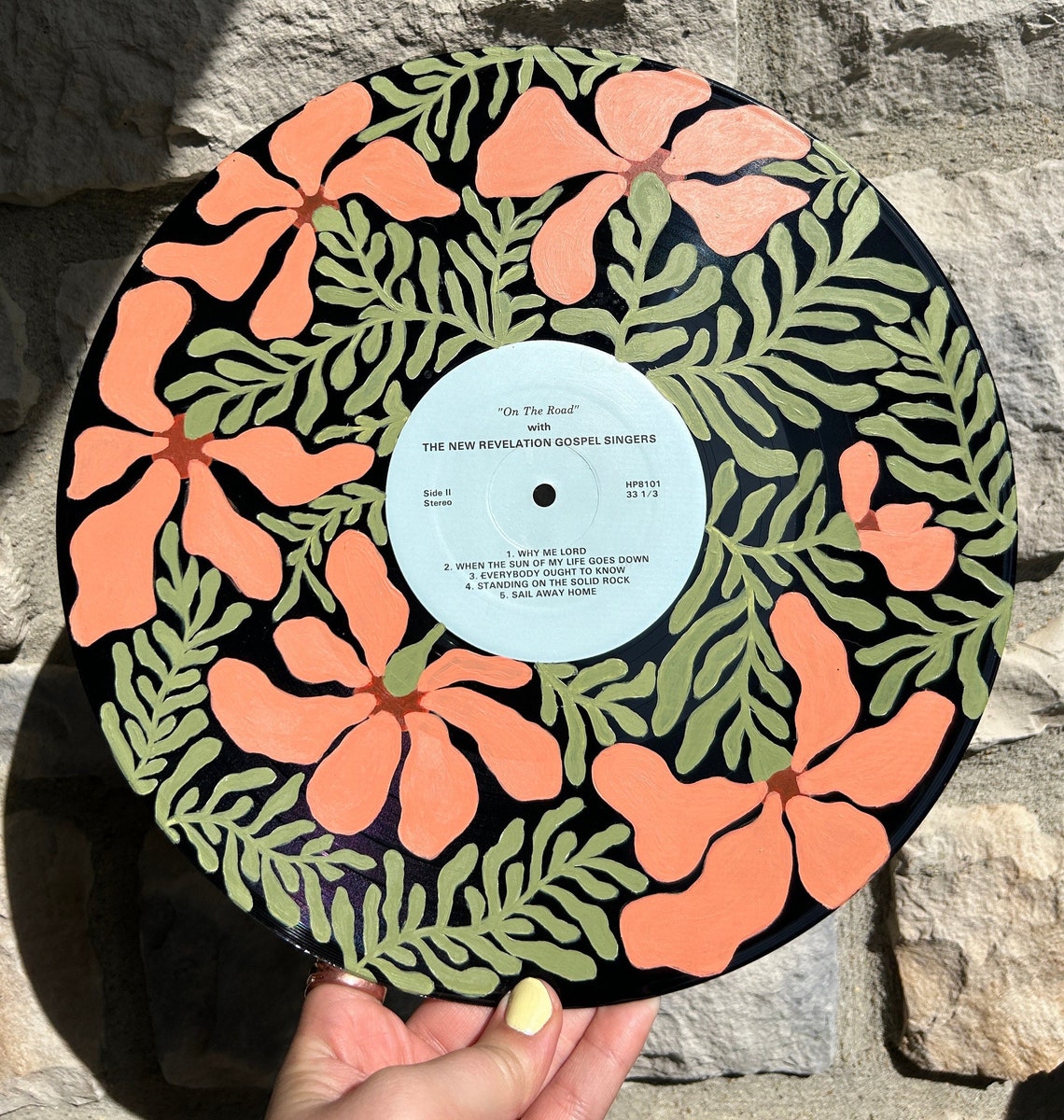 Vinyl Record Painting Pink Floral and Greenery - Etsy
